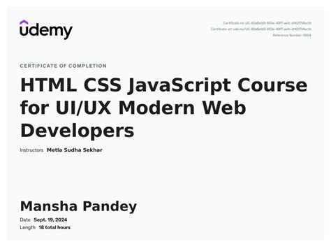 Webdeveloper Javascript Html Udemy Mansha Pandey