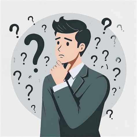 A Cartoon Of A Man With Question Marks On His Face Premium Ai