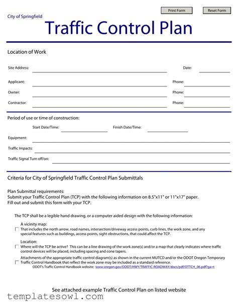 Download Traffic Control Plan Form • Templatesowl