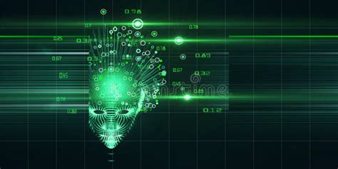 Polygonal Head Front View And Data Big Data Abstract Artificial