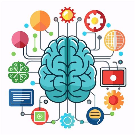 Artificial Ai Brain Icon Ai Machine Digital Robot Hand Drawn Doodle Line Icon Premium Ai