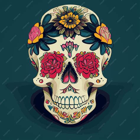 Premium Photo A Colourful Traditional Calavera Sugar Skull Decorated