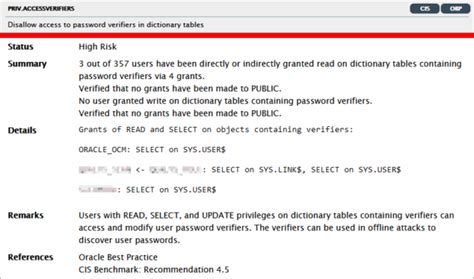 Database Security Assessment Tool Dbsat 31 Follow Up