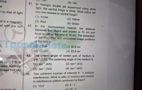 in the displacement method the distance between the object and screen is
