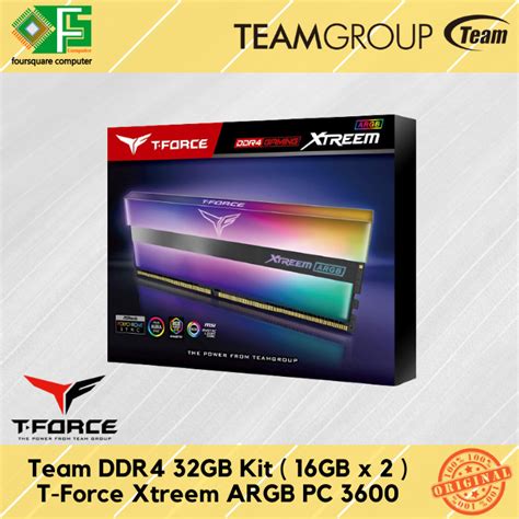 Jual Team TForce Xtreem ARGB DDR4 32GB Kit 16GB X 2 PC3600 Gaming OC Memory Kota Bandung