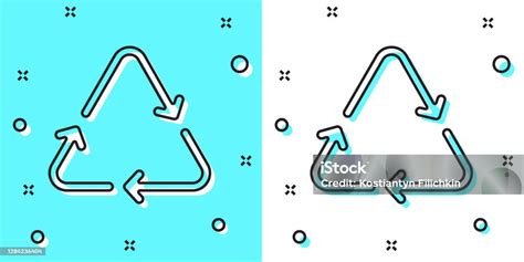 녹색과 흰색 배경에 격리 된 검은 줄 재활용 기호 아이콘 원형 화살표 아이콘입니다 환경 재활용은 녹색으로 이동합니다 임의동적 모양 벡터 0명에 대한 스톡 벡터 아트 및 기타