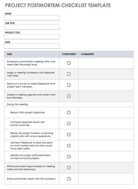 Free Project Post Mortem Templates Smartsheet