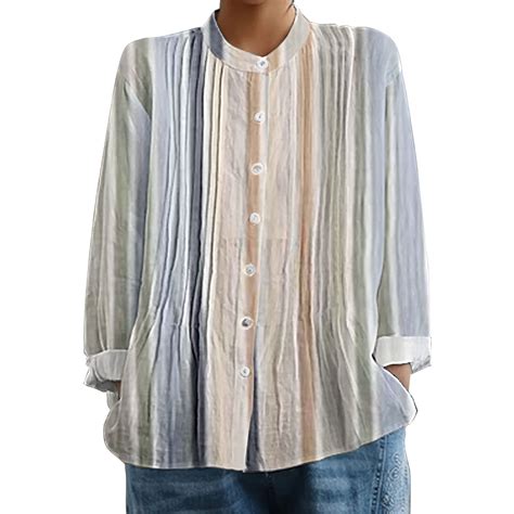 Duoif Shirts For Women Womens Pleated Shirt With Retro Front Pleats