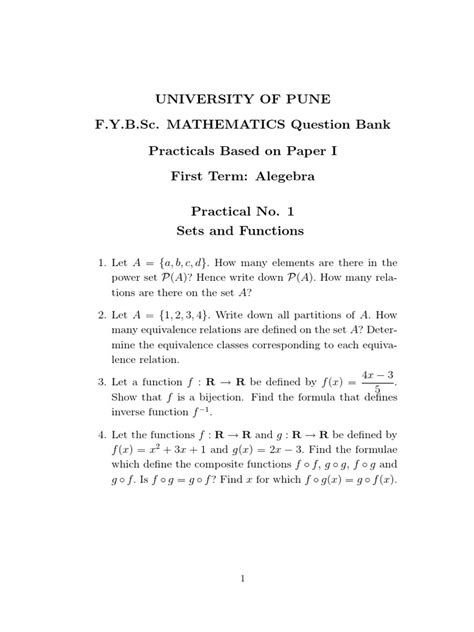Fybsc Mathematics Practical Question Bank Pdf Function