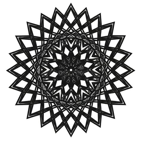 A Complex Symmetric Geometric Pattern Featuring Interlocking Black Lines Creating A Stock
