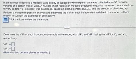 Solved In An Attempt To Develop A Model Of Wine Quality As Chegg