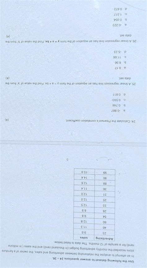 Solved Use The Following Dataset To Answer Questions Chegg