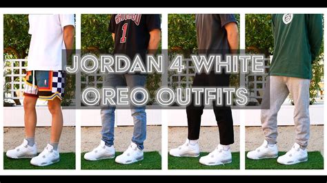 Jordan 4 White Oreo Outfits On Feet Tech Grey White Youtube
