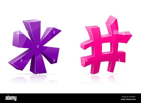 Icon Asterisk And Hashtag Mark Sign Graphic Elements For Design Vector
