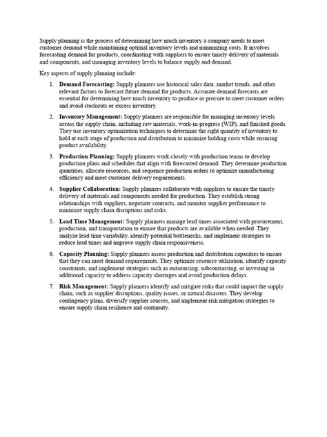 Scm Supply Planning Pdf Supply Chain Inventory