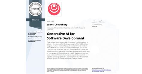 Sukriti Chowdhury On Linkedin Completion Certificate For Generative Ai