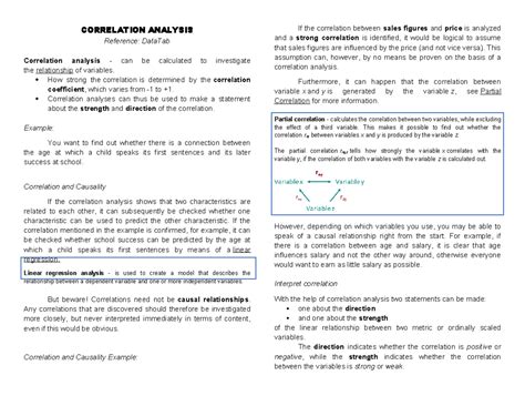 Correlation Analysis Correlation Analysis Reference Datatab Correlation Analysis Can Be