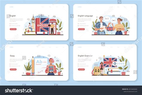 English Class Web Banner Landing Page Stock Vector Royalty Free