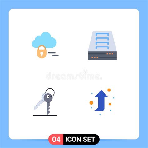 Modern Set Of 4 Flat Icons And Symbols Such As Cloud Security Archive Office Arrow Stock