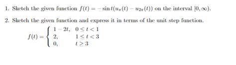 Solved Sketch the given function f t sint uπ t u π t Chegg