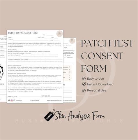 Editable Patch Test Consent Form Esthetician Form Template Editable