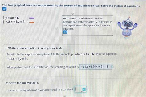 Solved The Two Graphed Lines Are Represented By The System Of Equations Shown Solve The System