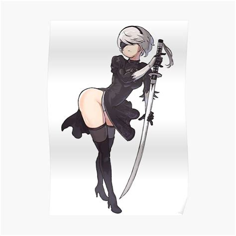 Nier Automata B Poster By Hentaihero Redbubble