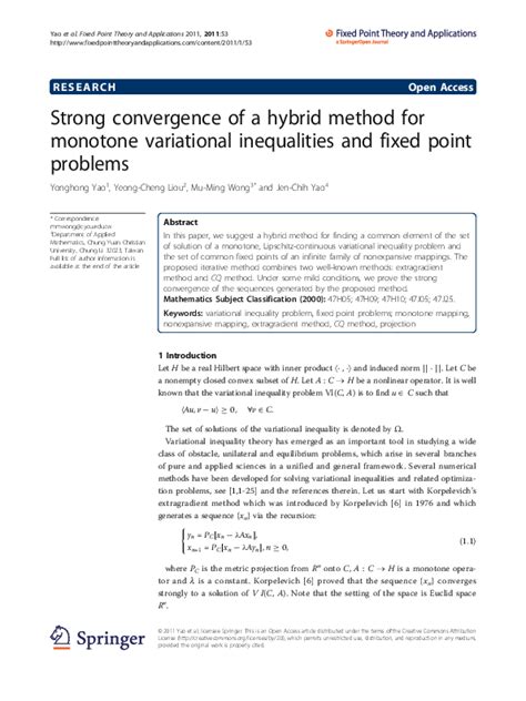 Pdf Strong Convergence Of A Hybrid Method For Monotone Variational