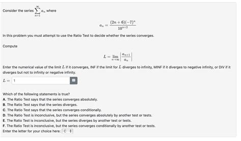 Solved Consider The Series N An Chegg