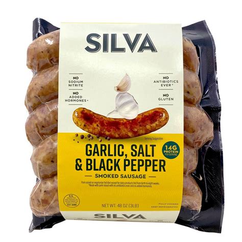 Silva Garlic Salt And Black Pepper Smoked Pork Sausage 48 Oz Delivery