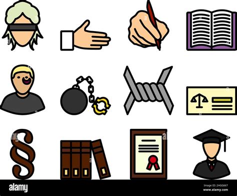 Lawyer Icon Set Editable Bold Outline With Color Fill Design Vector Illustration Stock Vector