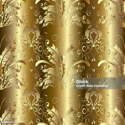 화려한 골드 3d 다 마스크 완벽 한 패턴 장식용 질감된 골드 0명에 대한 스톡 벡터 아트 및 기타 이미지 0명 꽃 식물 르네상스 Istock