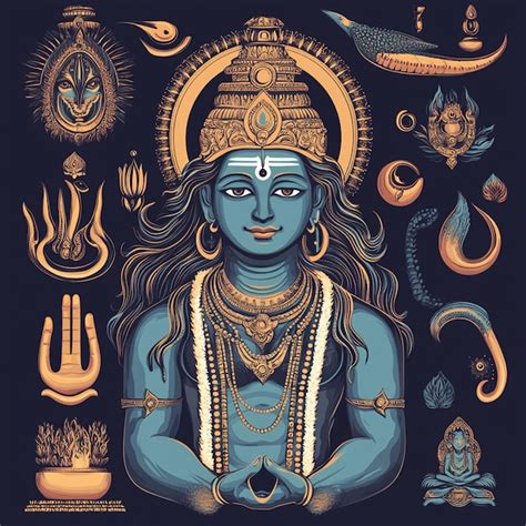 Hindu god shiva elements collection | Premium AI-generated image