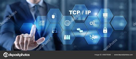 TCP IP Network Data Transmission Model On Abstract Background Stock Photo Funtap