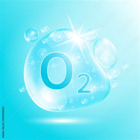 Drop Water Oxygen O2 Molecule Bubbles Blue And Chemical Formulas For Decoration Oxygen