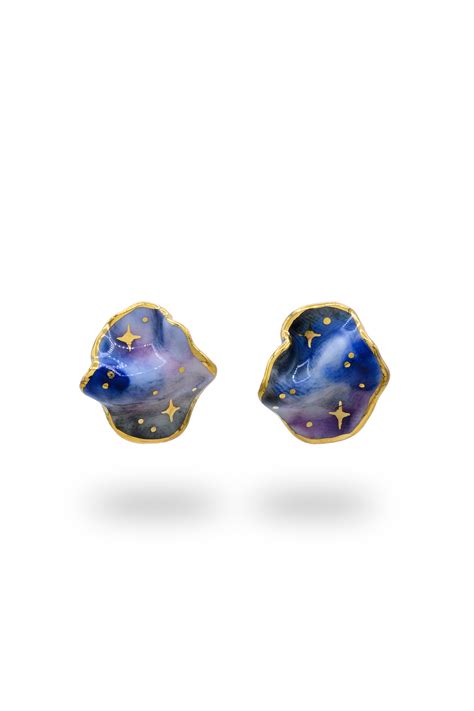 Designer Earrings Merging Clusters Mini Porcelain And 24k Gold
