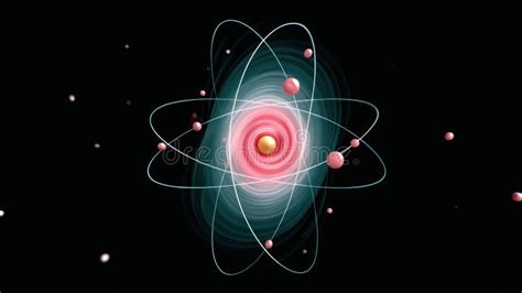 Stylized Atom Structure With Orbiting Quantum Particles Science Stock Illustration