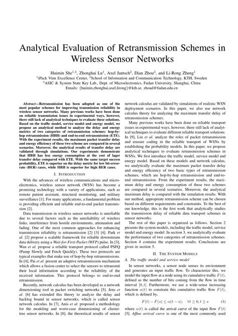 pdf analytical evaluation of retransmission schemes in wireless