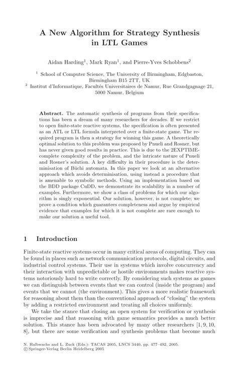 Pdf A New Algorithm For Strategy Synthesis In Ltl Games