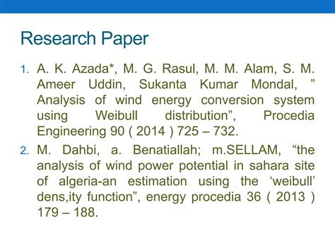 An Analysis Of Wind Energy Potential Using Weibull Distribution Pptx