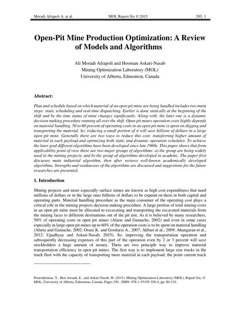 Pdf Open Pit Mine Production Optimization A Review Of Models And