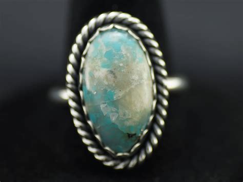 Blue Turquoise With Quartzite Matrix Ring Us Size 8 Etsy