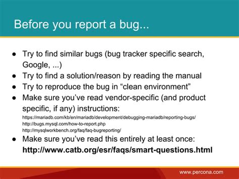 How To Create A Useful Mysql Bug Report Ppt