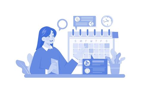 Premium Vector A Woman Checking The Schedule Of Treatment Procedures