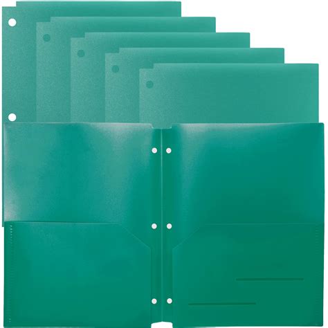 Youngever 6 Pack Heavy Duty Plastic Two Pocket Folders