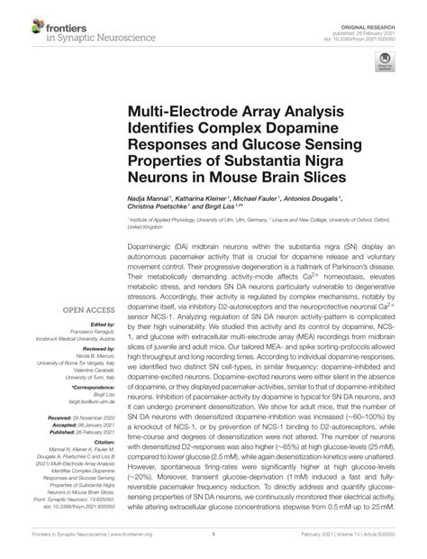 Pdf Multi Electrode Array Analysis Identifies Complex Dopamine