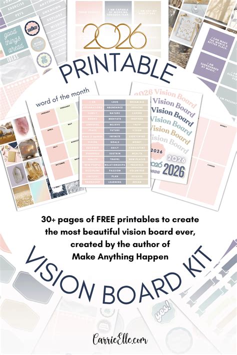 Printable 2026 Vision Board Kit Carrie Elle