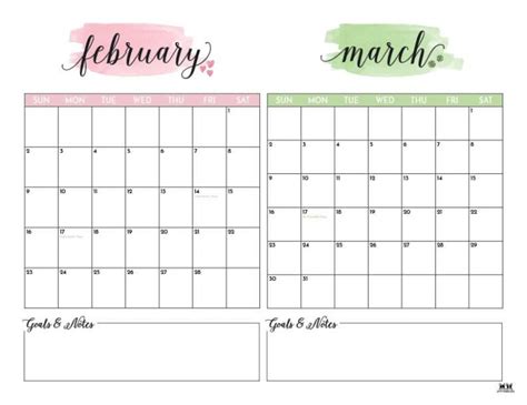 2025 Two Month Calendars 84 Free Printables Printabulls