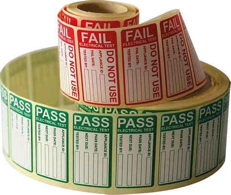 1000 Pcs Pass And 200 Pcs Fail 25x50mm Pat Testing Label Pass Pat Test