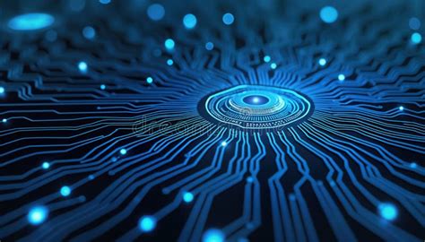 Modern Tech Circuit Board Design Complex Pattern Of Glowing Blue Lines